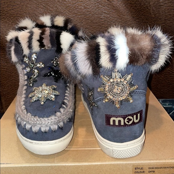 Mou | Shoes | Mou Eskimo Sneaker Boot W Star Patches Mink Fur | Poshmark